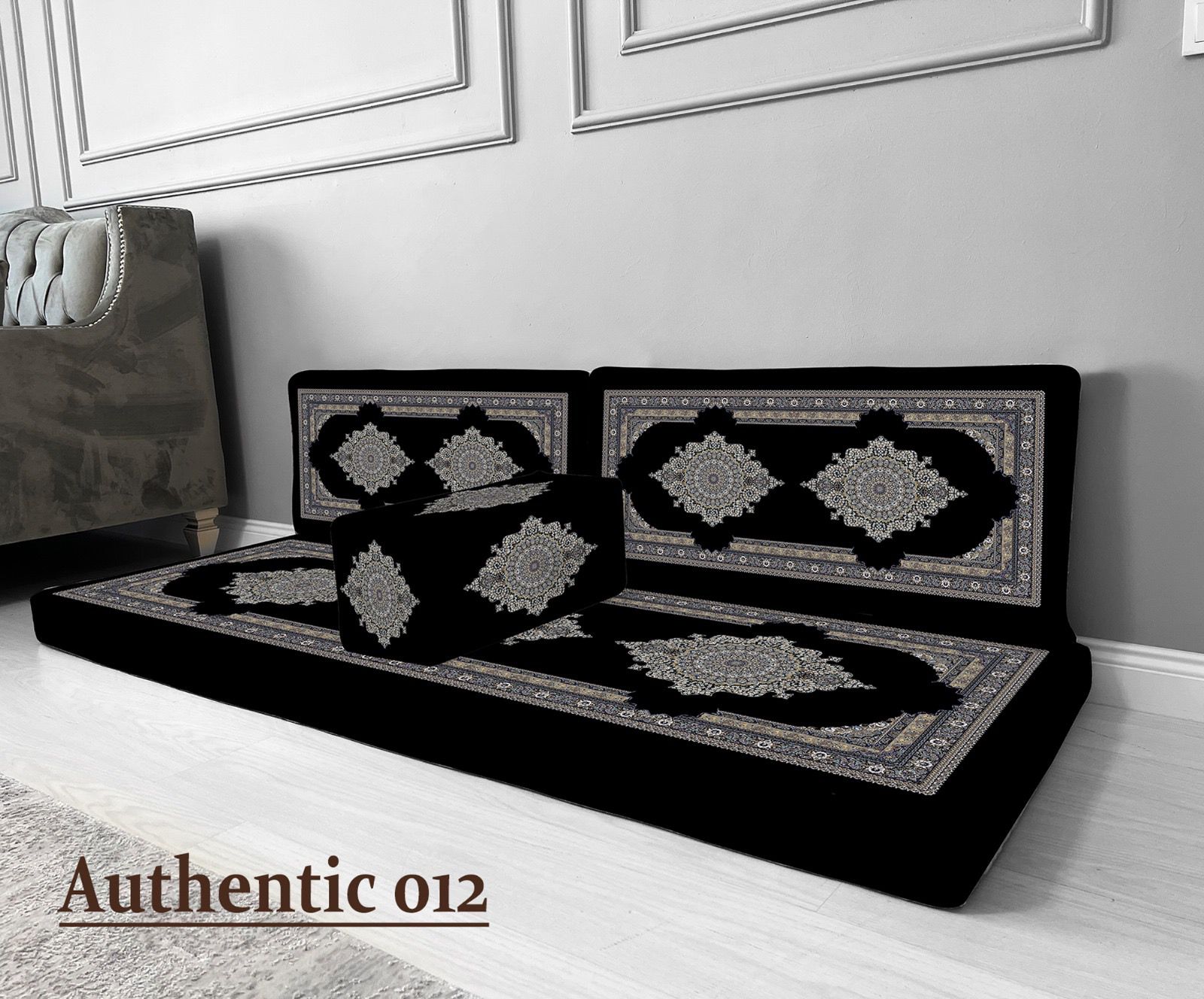 Arabian Majlis, Divan Set (Floor Cushions) Navy Blue Heritage Elegance ...