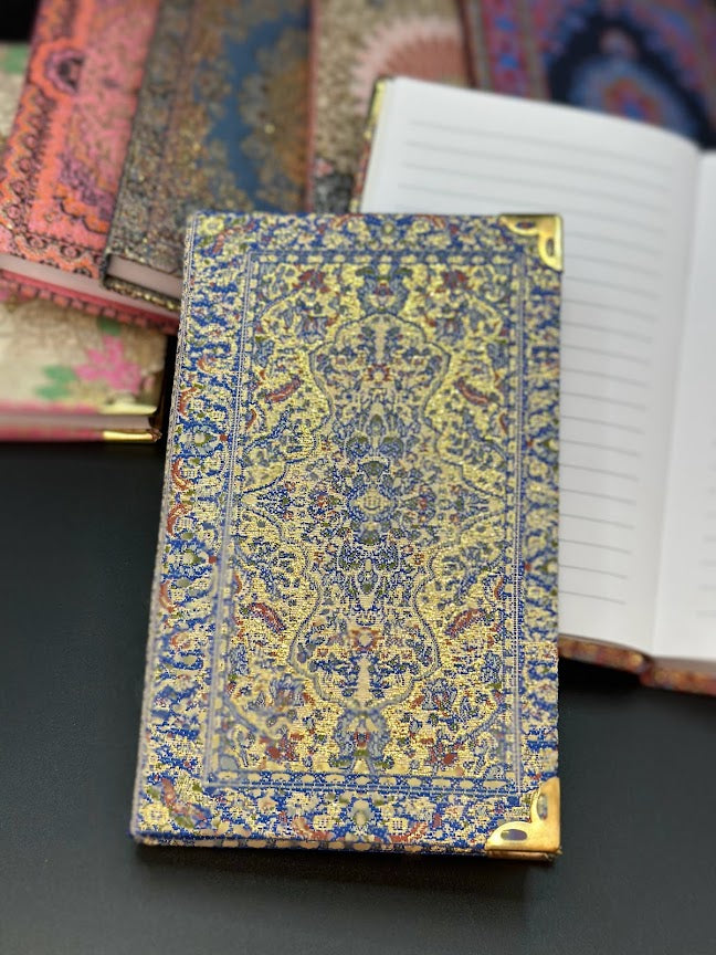 Handmade Fabric Notebook S - Gold Blue – Istanbul Authentic Bazaar