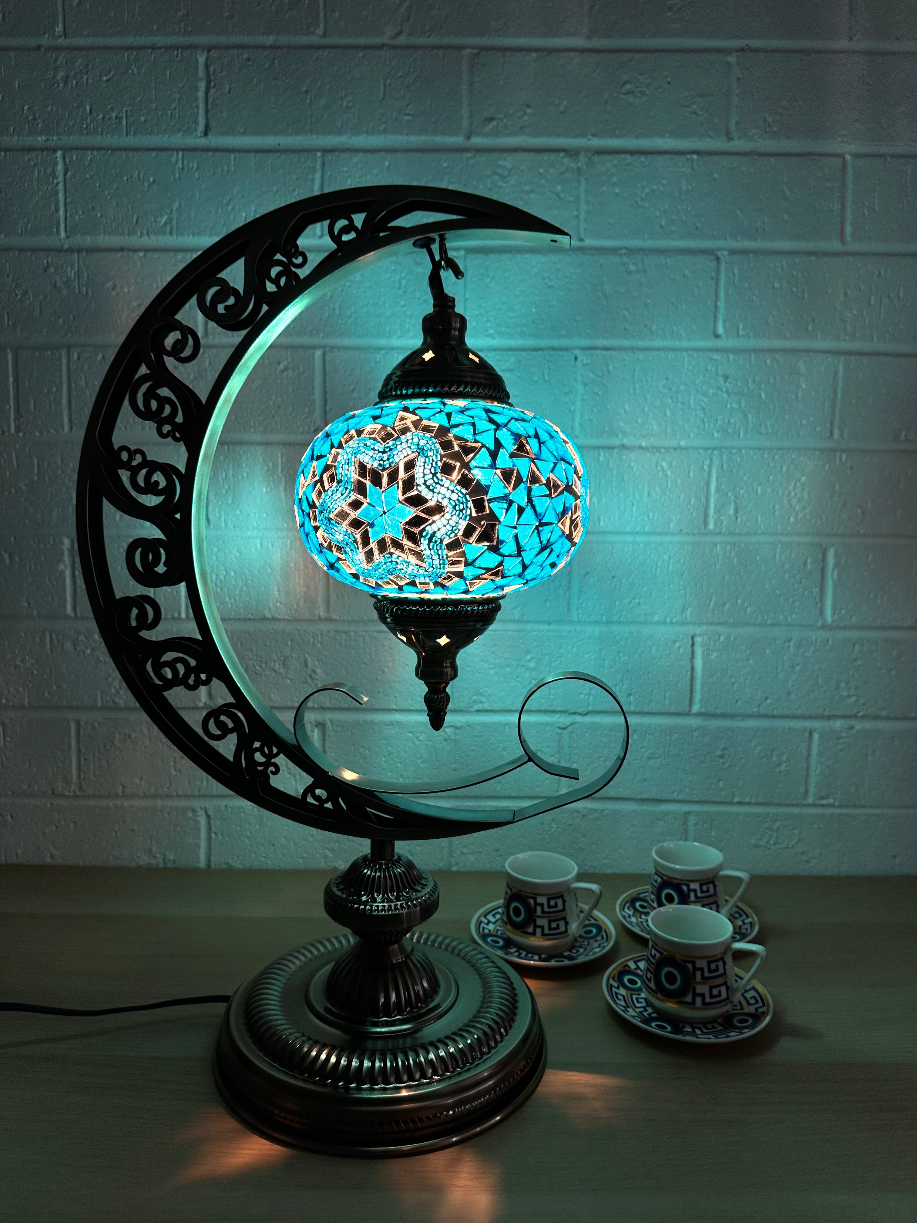Crescent Moon Lamps - Blue 2 | Istanbul Authentic Bazaar
