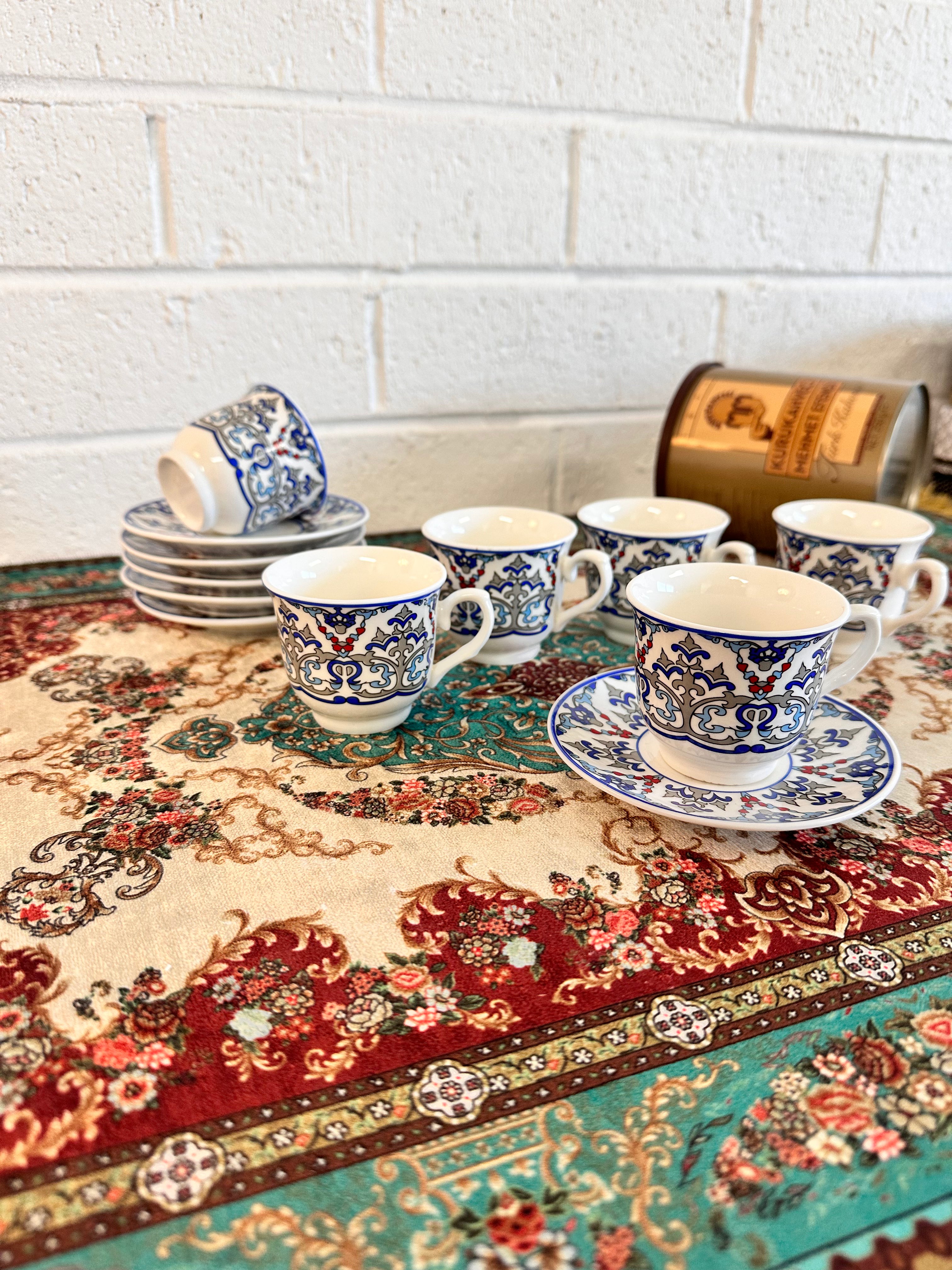 Blue-Gray Turkish Coffee Set – Istanbul Authentic Bazaar