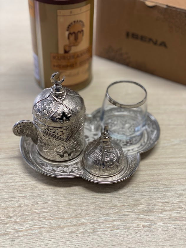 Sena Turkish Coffee Set - Single Silver – Istanbul Authentic Bazaar