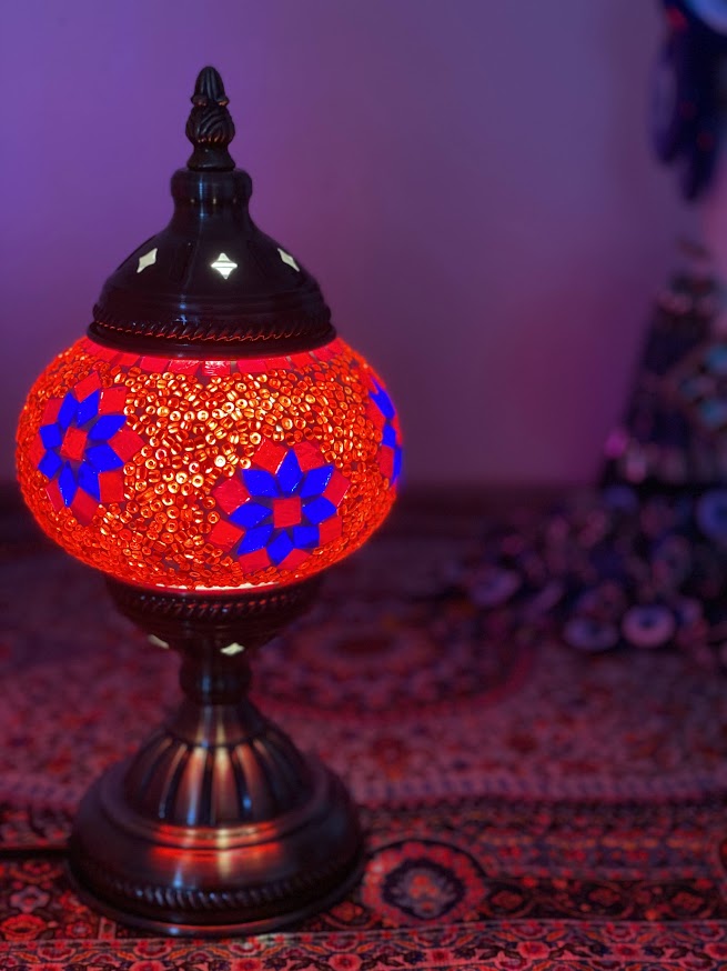 Table Lamps - Red-Blue Flower | Istanbul Authentic Bazaar